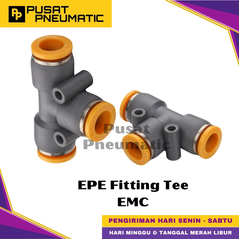 Jual EPE 6 Fitting Tee Pneumatic Slip Lock Selang 6mm x 6mm x 6mm EMC ...