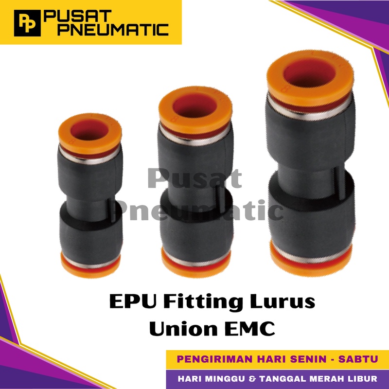 Jual EPU 8 Fitting Lurus Union Pneumatic Slip Lock Selang 8mm x 8mm EMC ...