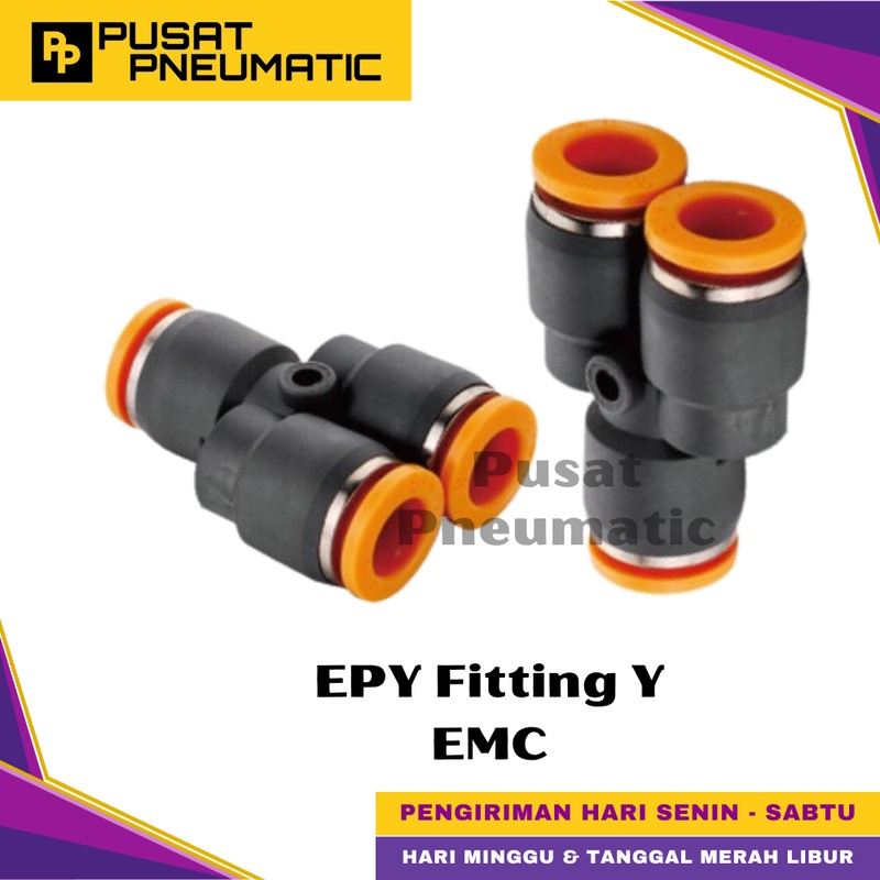 Jual EPY 6 Fitting Y Pneumatic Slip Lock Selang 6mm x 6mm x 6mm EMC ...