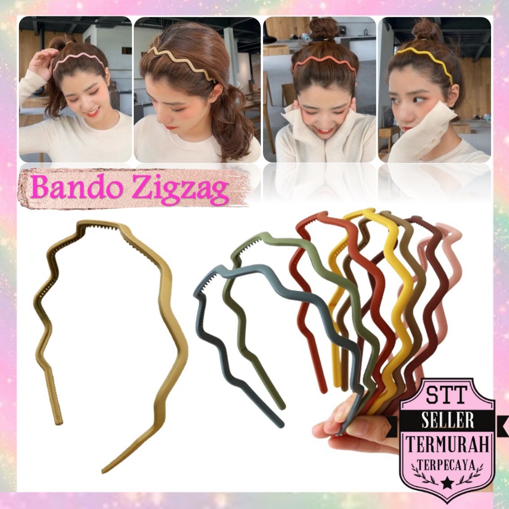 Jual STT Bando Doff Gelombang Bando Matte Korea Bando Motif Zigzag ...