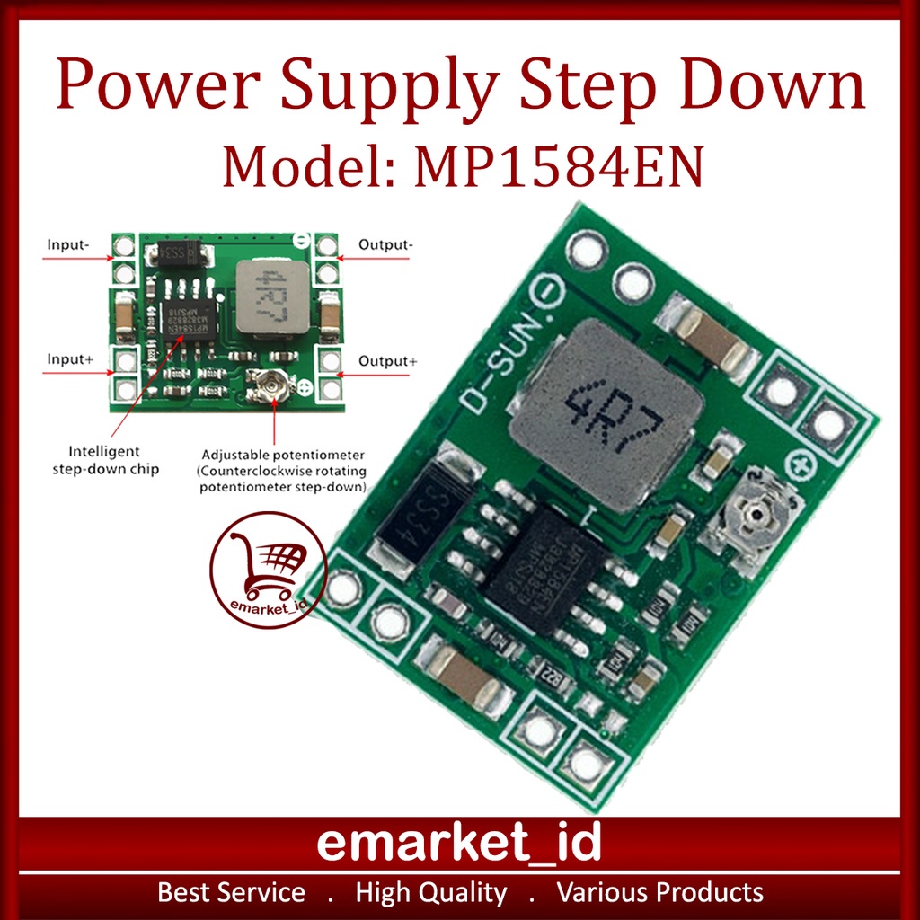 Jual Power Supply Step Down MP1584EN DC-DC LM2596 3A 24V to 12V 9V 5V 3V / Mini DC Adjustable ...