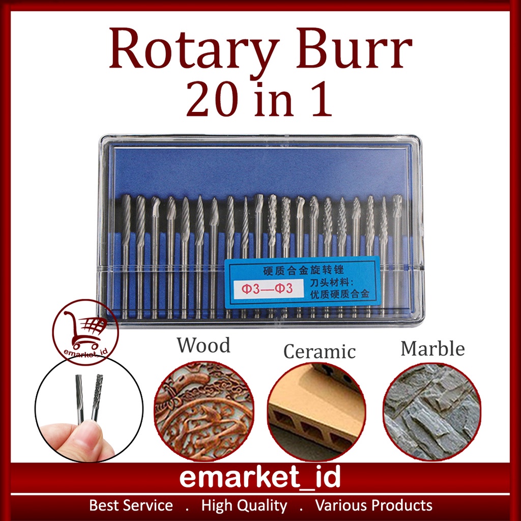 Jual Rotary Burr 20 in 1 / Mata Bor Tuner Tunner Keras Set Gerinda ...