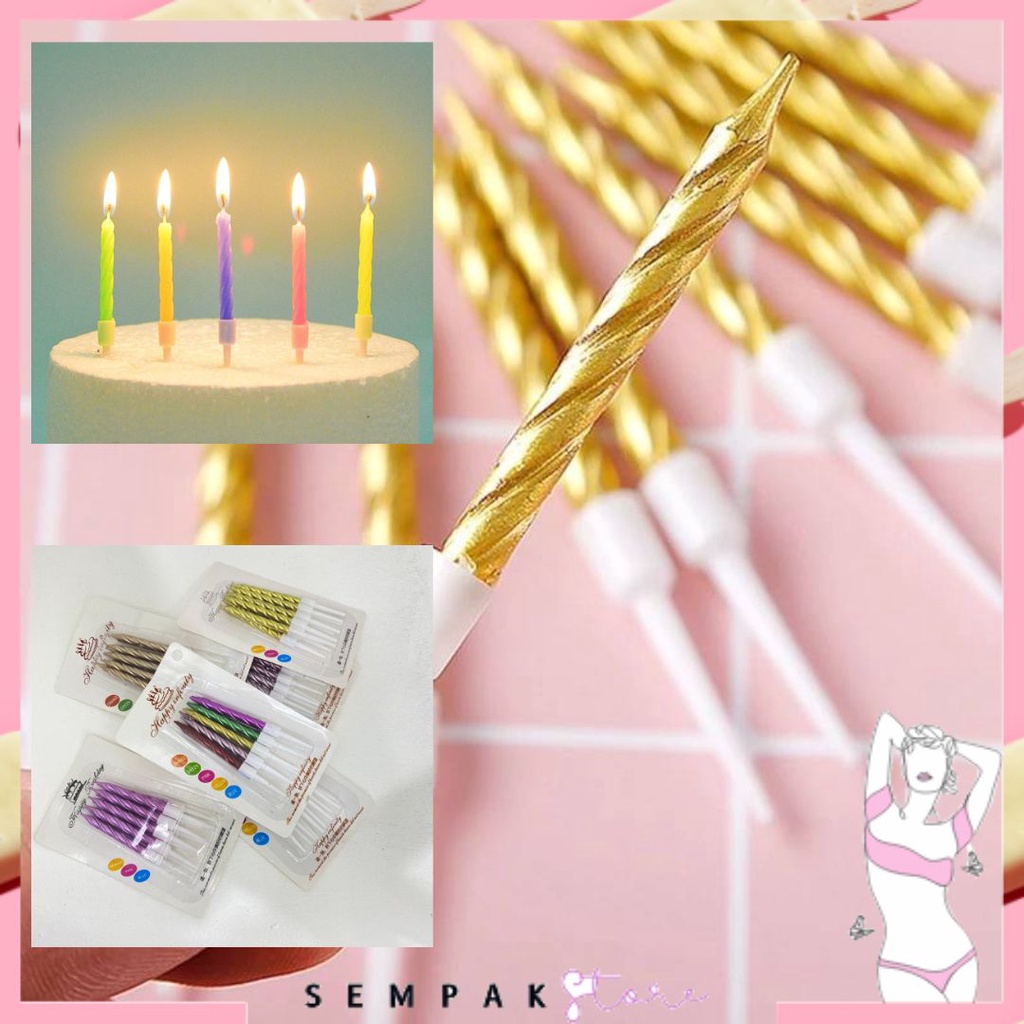 Jual SS Lilin Ulang Tahun 10 Pcs Lilin Ulir Metalik Birthday Candle ...