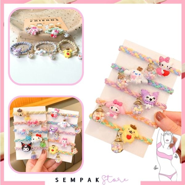 Jual SS Ikat Rambut Anak Kepang Elastis Karakter Kity Model Gelang ...