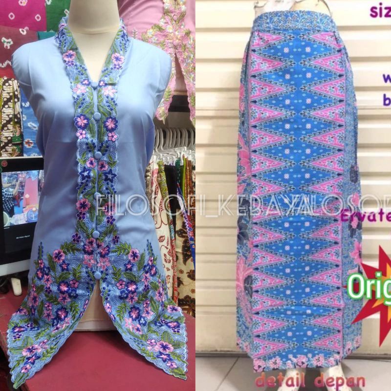 Jual SK - SET KEBAYA ENCIM KATUN BORDIR PREMIUM // KEBAYA ENCIM BETAWI ...