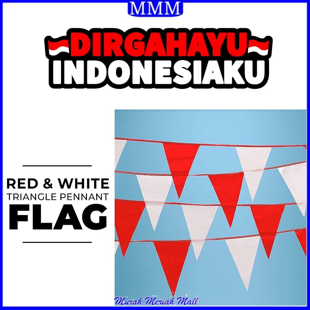 Jual MMM Spanduk Bendera Merah Putih Segitiga 9 Pcs Ulang Tahun ...