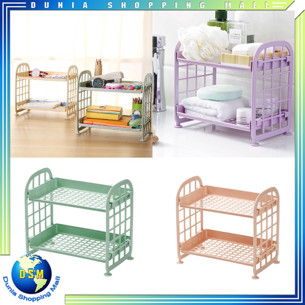 Jual DSM Rak Meja Plastik Mini 2 Tingkat Multifungsi Rak 2 Susun Rak ...