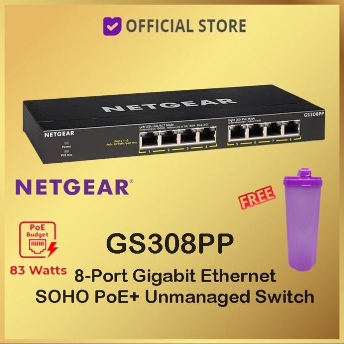 Jual Netgear GS308PP 8 Port Gigabit Ethernet SOHO PoE+ Unmanaged Switch ...