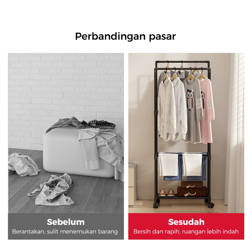 Jual [AESTETHIC COLLECTION] Homes Stand Hanger 2 Layer/Rak Serbaguna ...