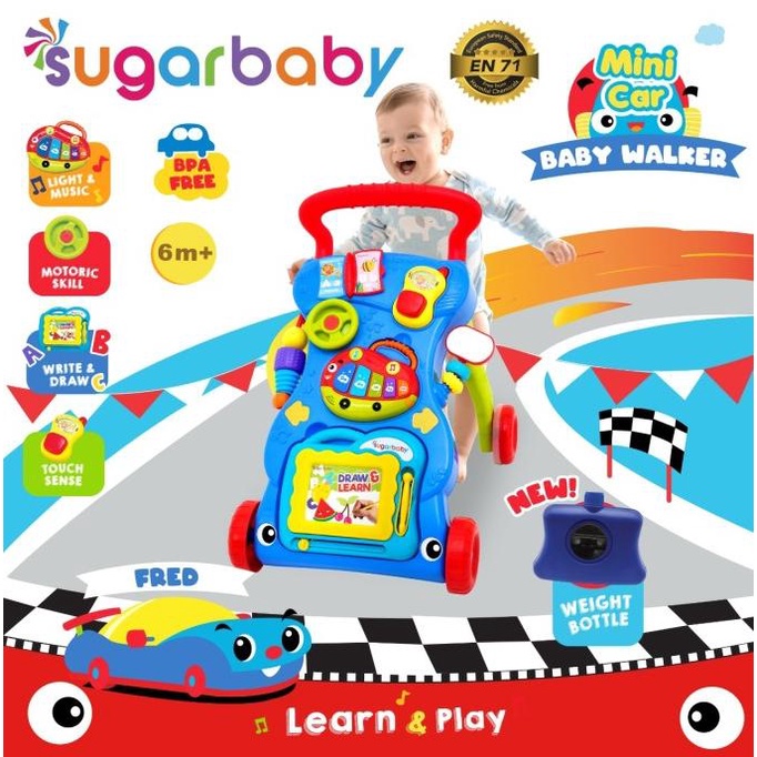 Jual Sugar Baby - Mini Car Push Walker Baby Walker (with Weight Bottle ...