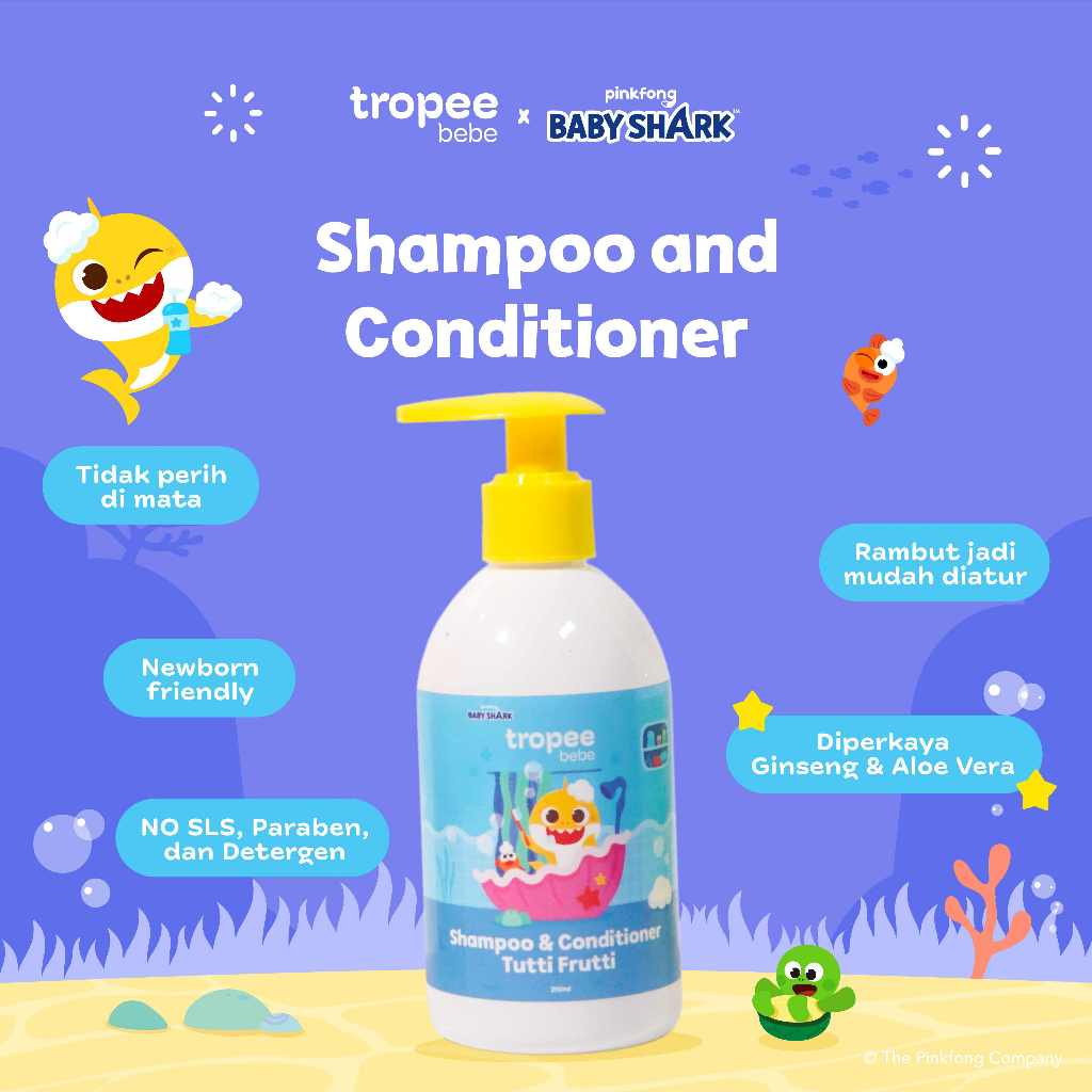 Jual Tropee Bebe x Pinkfong - Shampoo & Conditioner 250ml / Sampo Bayi ...