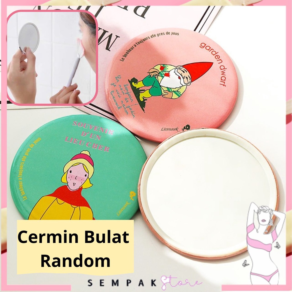 Jual SS Cermin Bulat Karakter Kaca Cermin Make Up Mini Kaca Travelling ...