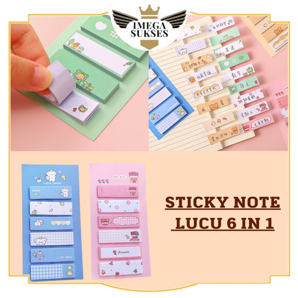 Jual PHG - Kertas Tempel Karakter Bear Frog Girl Sticky Notes Lucu 6IN1 ...