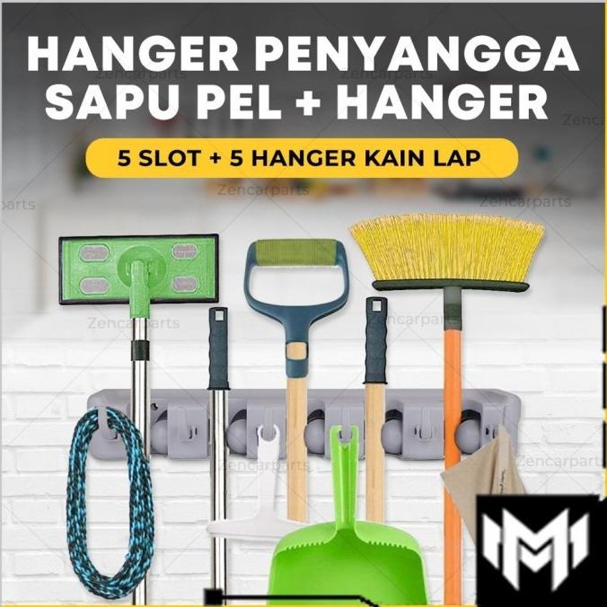 Jual Gantungan Sapu Pel 5 Slot Hook Hanger Alat Mop Magic Holder ...