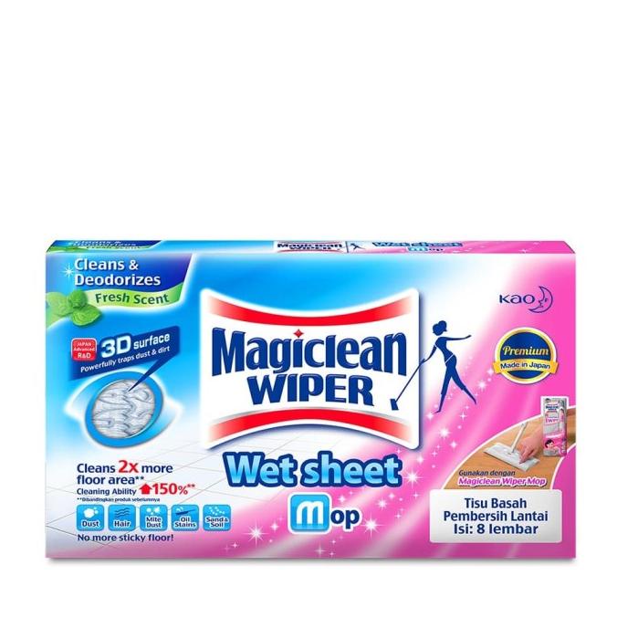 Jual Magiclean Wiper Mop 1 Set + Free Wet Sheet 8s - Alat Pel Lantai ...