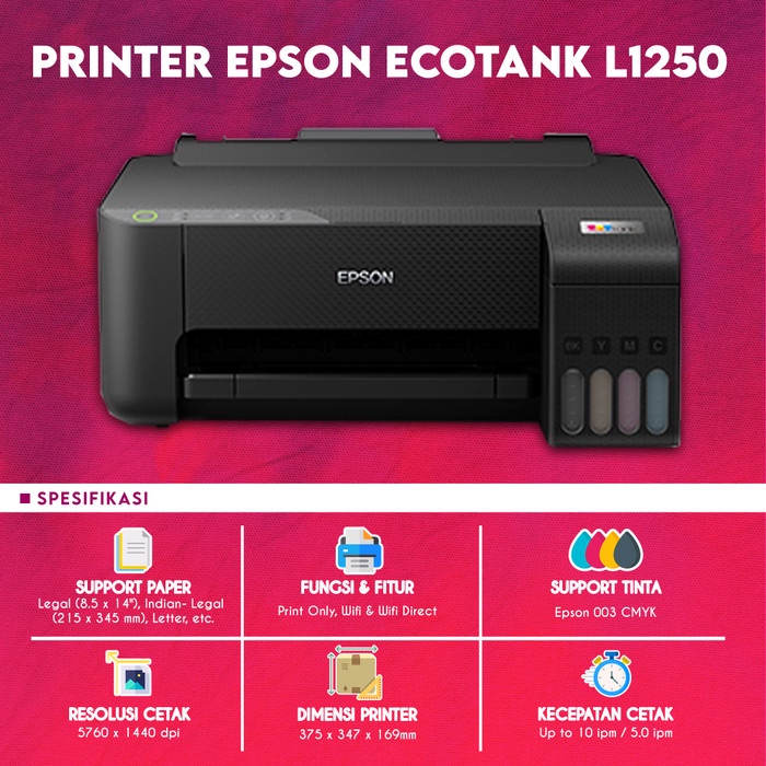 Jual Printer Epson EcoTank L1250 L-1250 Wifi infus Tinta 003 Print ...