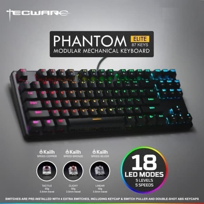 Jual Tecware Phantom Elite 87 RGB Gateron Switch Mechanical Keyboard ...