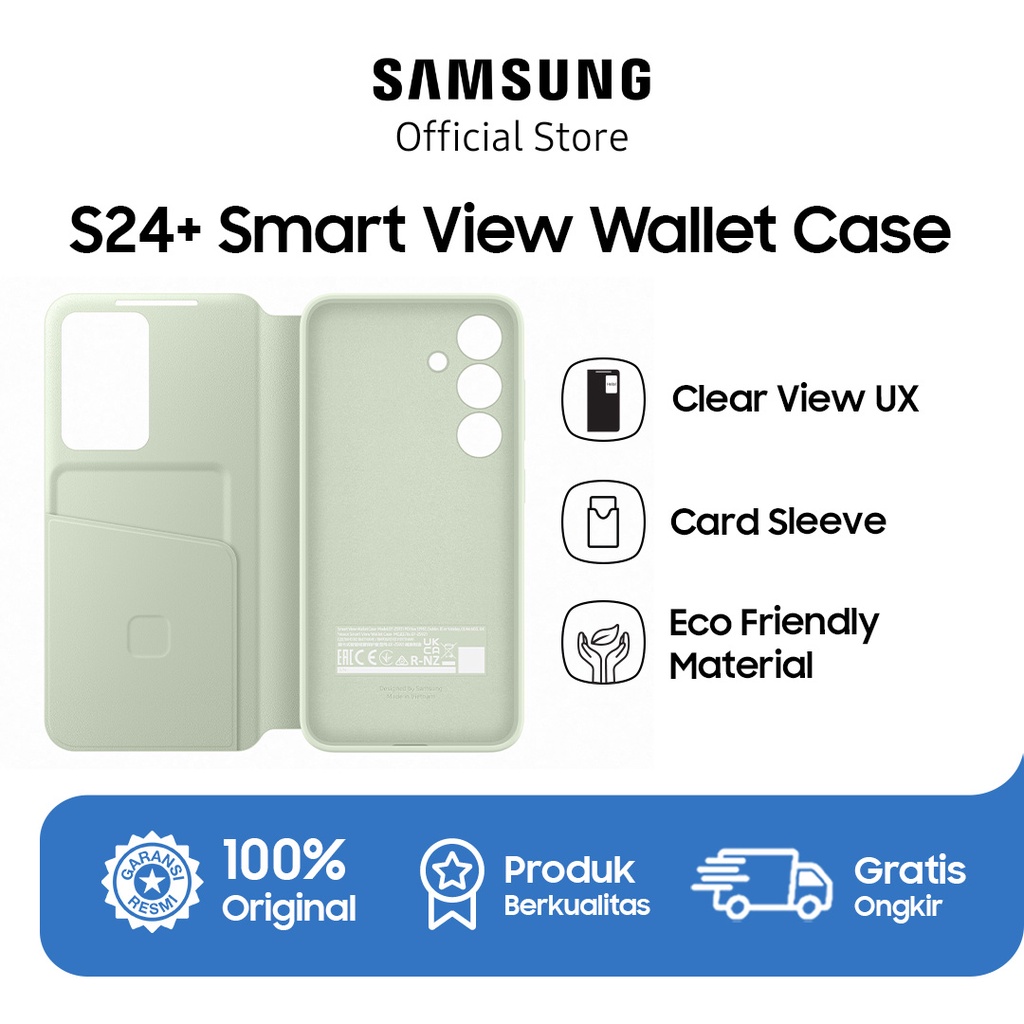 Jual Samsung Galaxy S24+ Smart View Wallet Case - Light Green | Shopee ...