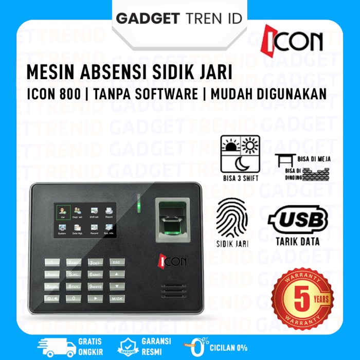 Jual MESIN ABSEN SIDIK JARI GTI 800 MESIN ABSENSI PIN STANDALONE MESIN ...