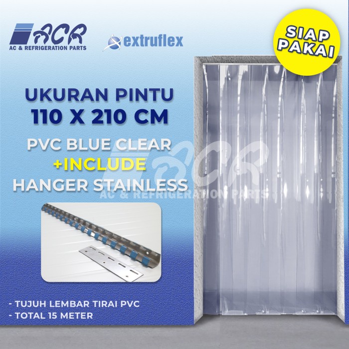Jual [New Ori] Tirai Pvc Curtain Blue Clear Hanger Bracket Stainless ...