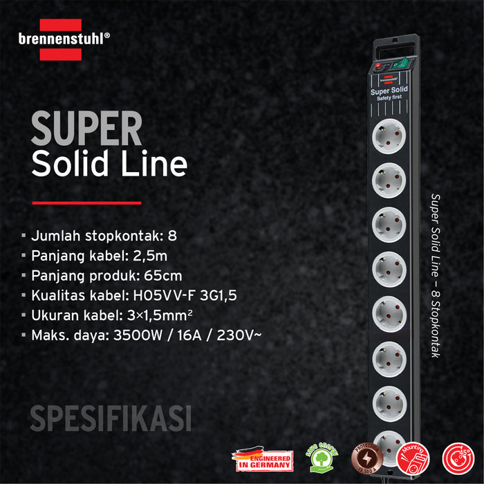 Jual [New] Super-Solid Line Socket 8-Way Black/Light Grey 25M H05Vv-F ...