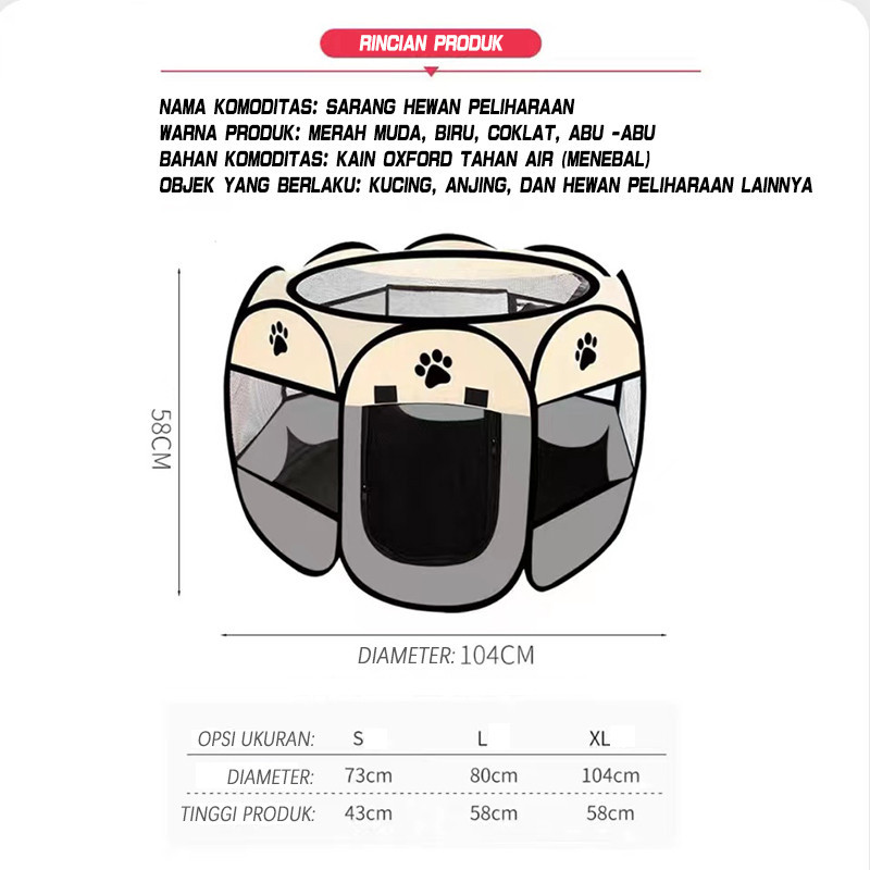 Jual Kandang Kucing Tenda Kucing Besar Pagar Tenda Lipat Portable Rumah ...