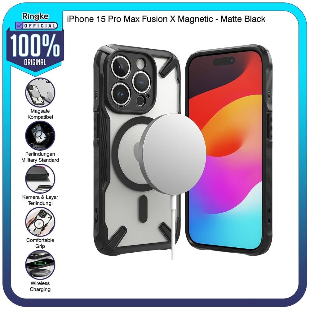 Jual Ringke iPhone 15 Pro Max Fusion X Magnetic Matte Black Casing ...