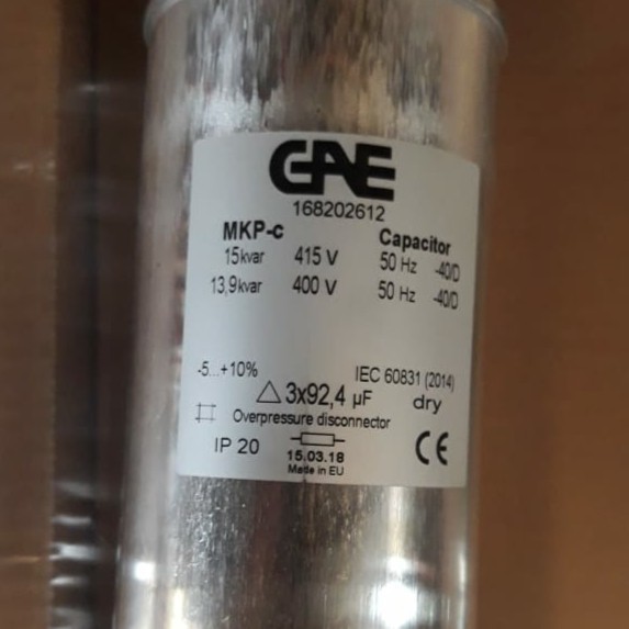 Jual [Baru] Capacitor / Kapasitor Bank Gae 15 Kvar 3 Phase 415V 50 Hz Mkp-C Terbaru | Shopee ...