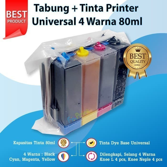 Jual Tabung Tinta 4 Warna 80 Ml Printer Modif Infus Tabung 80Ml Best ...