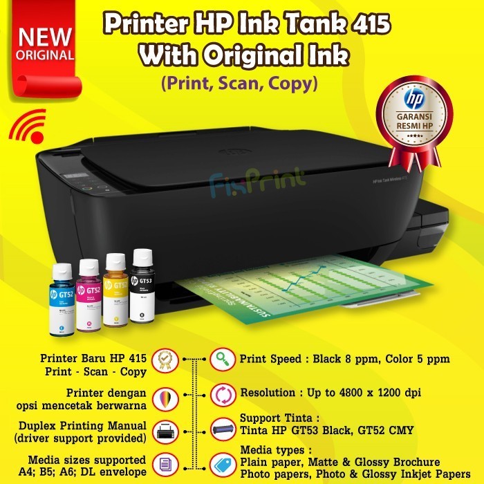 Jual Printer Hp Ink Tank 415 Print Scan Copy Wifi Wireless All In One ...