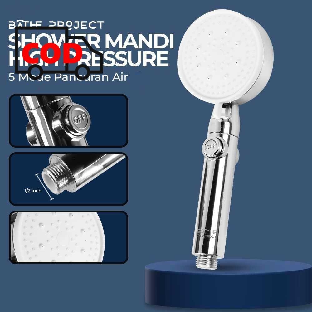 Jual Kepala Shower Kamar Mandi Tekanan Tinggi 5 Variasi Mode Pancuran Desain Minimalis Silver ...