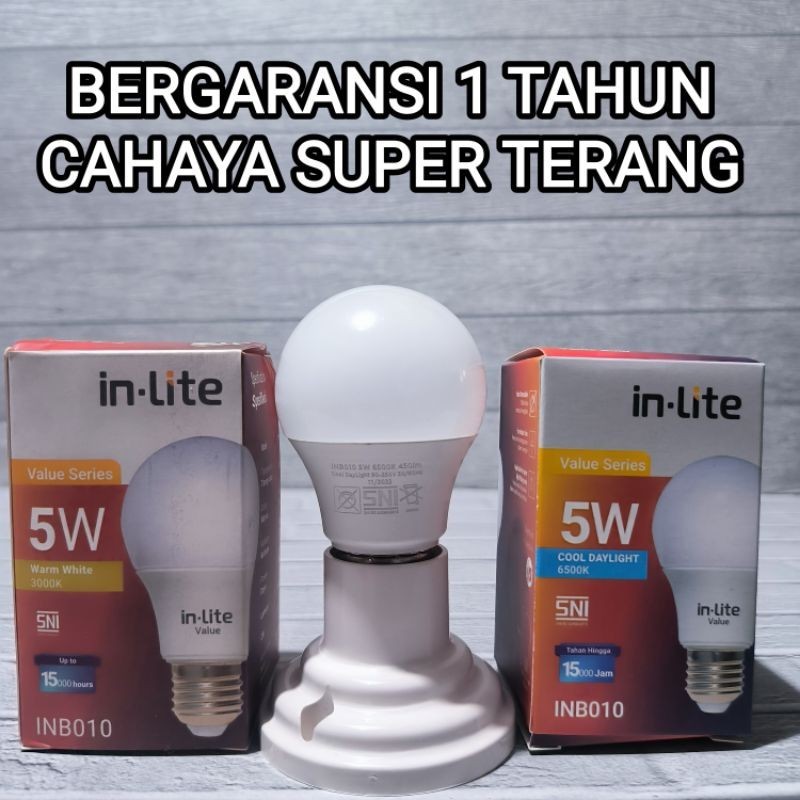 Jual IN-LITE LAMPU LED BULB VALUE 5W 5 WATT INB010 CAHAYA PUTIH / KUNING SNI IN LITE INLITE COOL ...