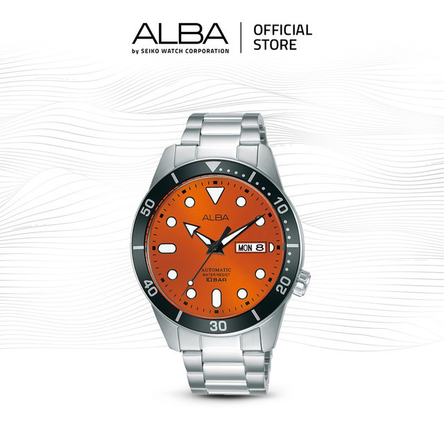 Jual Alba Mechanical Jam Tangan Pria AL4163 / AL4163X1 Automatic Orange ...