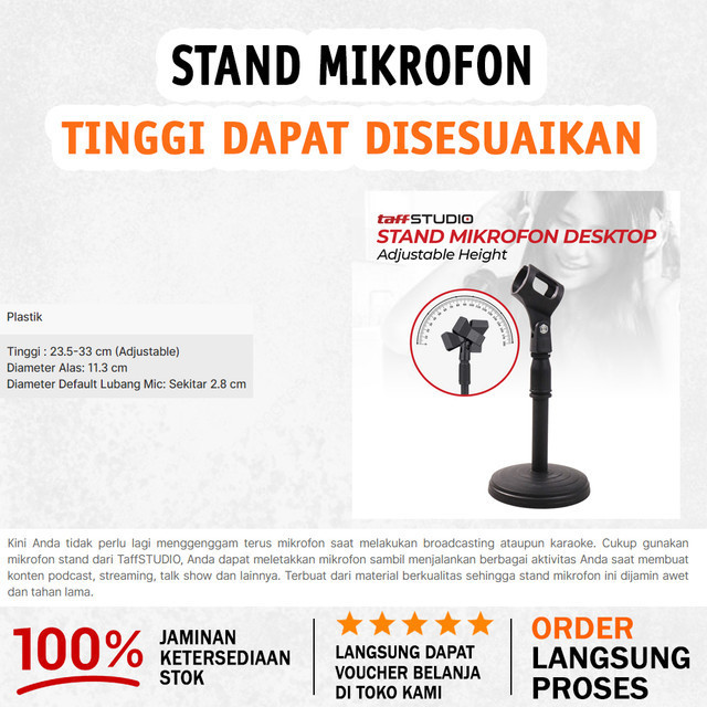 Jual Stand Mikrofon Desktop Disc Microphone Adjustable Height ...