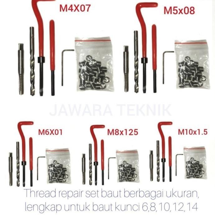 Jual Paket Set Helicoil Thread Repair Recoil Insert Kit M4 M5 M6 M8 M10 | Shopee Indonesia