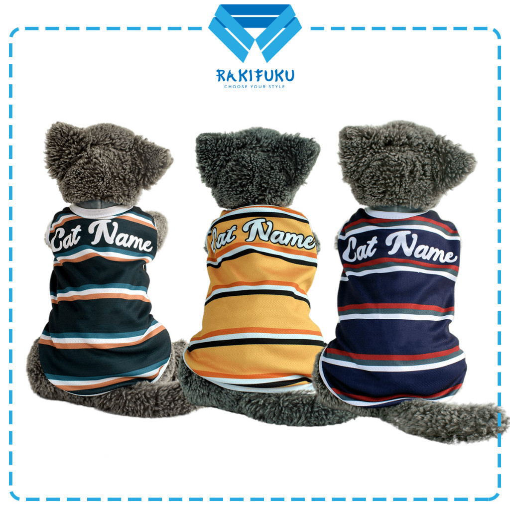 Jual Baju Kucing Lucu Murah Motif Strip Nama [BISA CUSTOM NAMA KUCINGMU ...