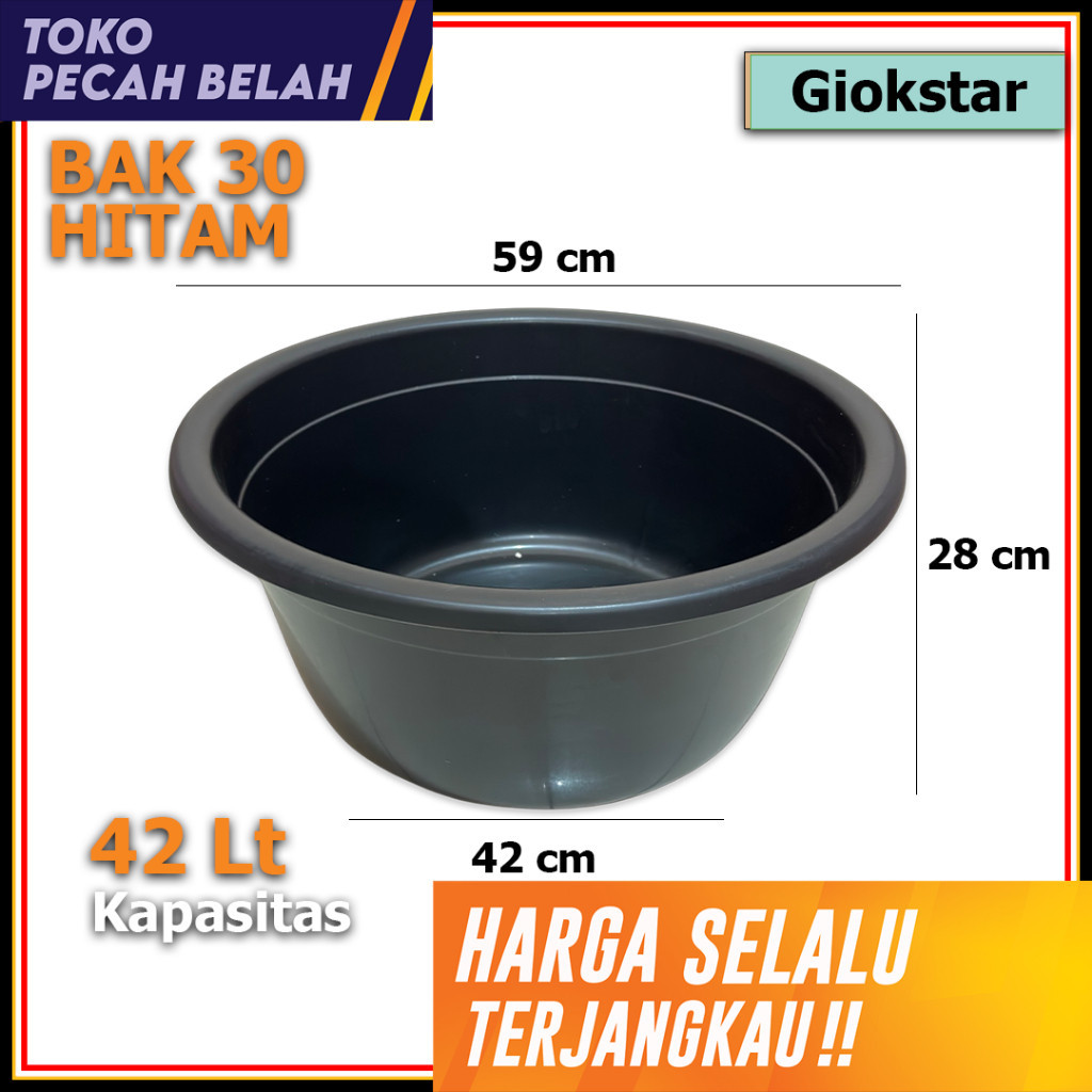 Jual Baskom Plastik Bulat 30 Hitam Giokstar (42 Liter) | Shopee Indonesia