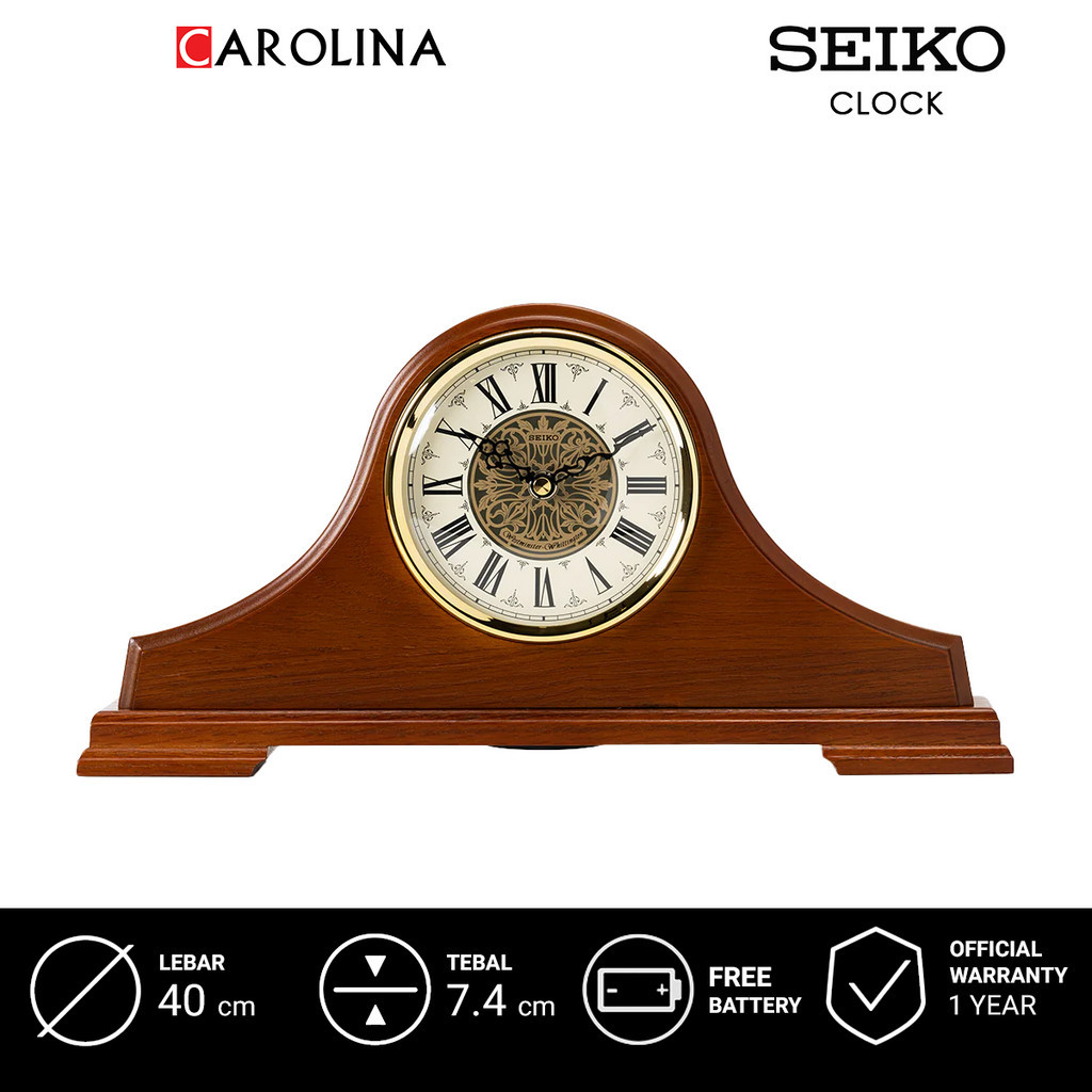 Jual Jam Beker QXJ013B SEIKO QXJ013B Analog Melody Chiming Brown Color ...