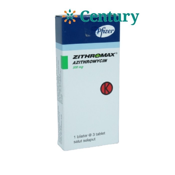 Jual ZITHROMAX 500 MG 1 STRIP ISI 3 TAB / AZITHROMYCIN / ANTIBIOTIK ...
