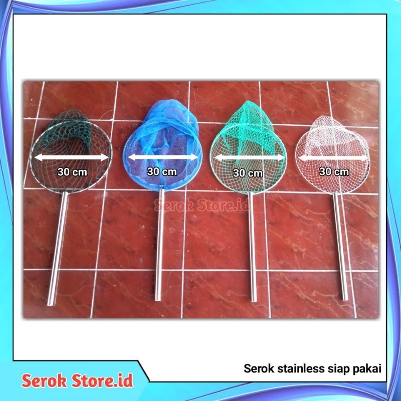 Jual jaring serok ikan siap pakai / serokan full stainless / diameter ...