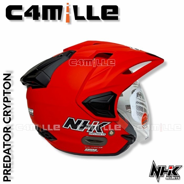 Jual Helm Nhk Predator Crypton Red Doff Double Visor Half Face | Shopee ...