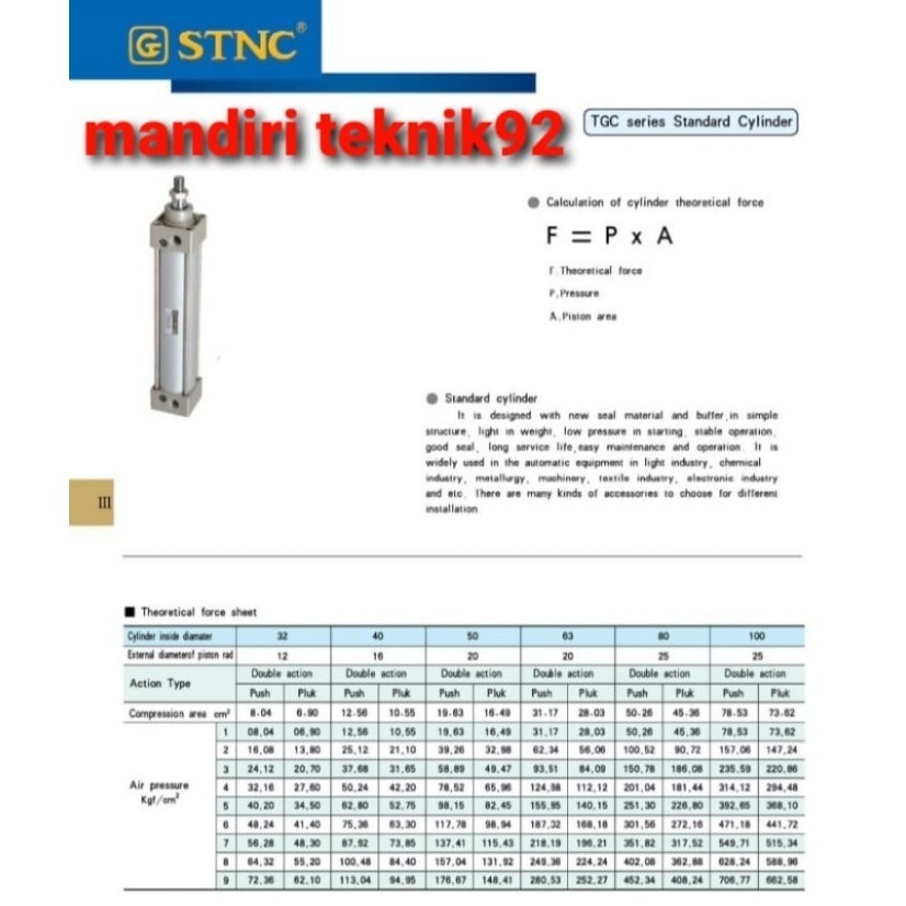 Jual Air Cylinder Pneumatic Type Tgc 63X50 Stnc Terlariss !! | Shopee Indonesia