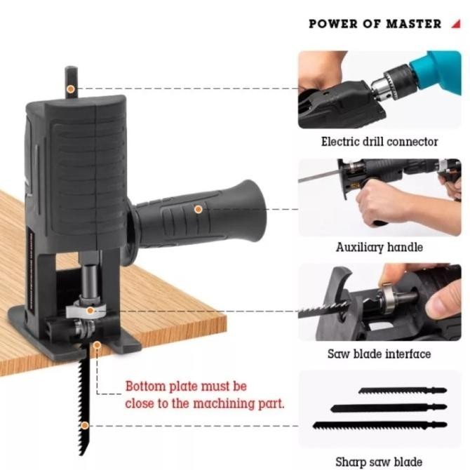 Jual Reciprocating Saw Adapter/Adaptor Gergaji Bor Listrik Potong Kayu ...
