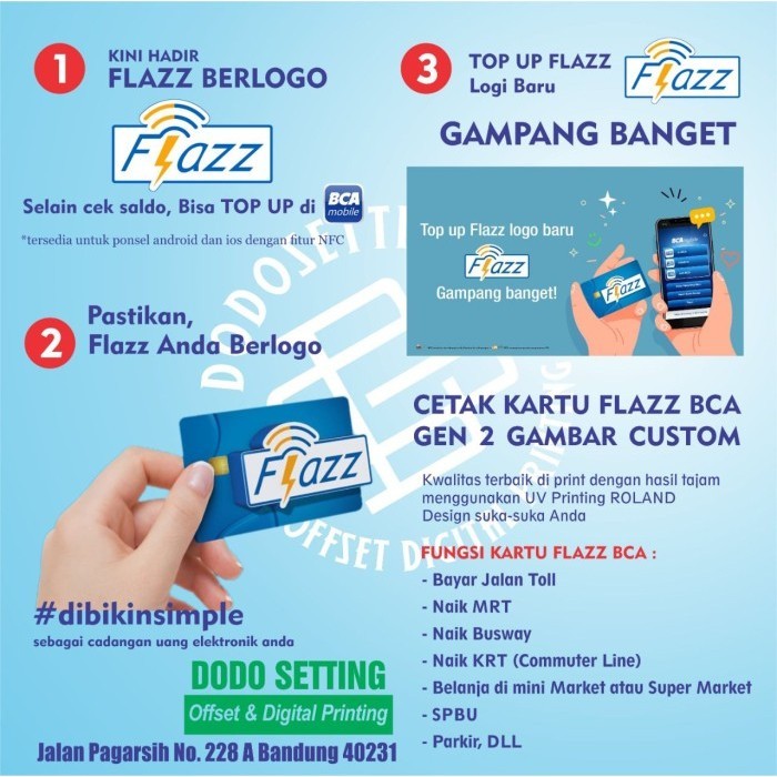 Jual NEW FLAZZ BCA GEN 2 /Custom Print/E-TOLL/E-Money/ Cetak Kartu ...