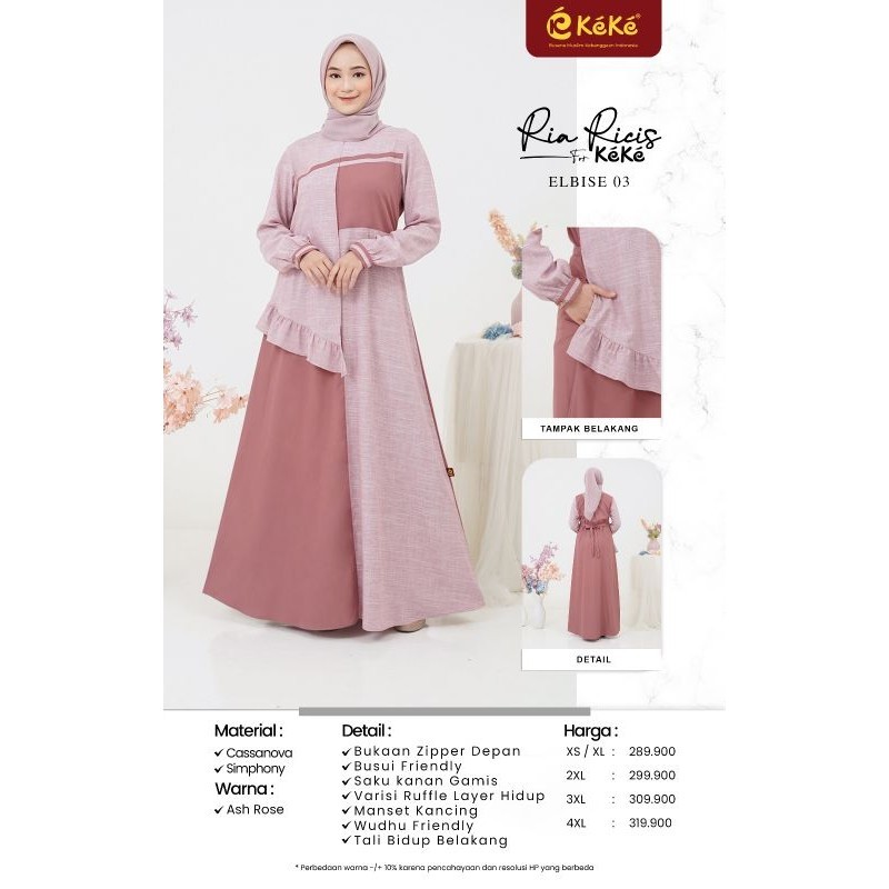 Jual GAMIS KEKE RIA RICIS ELBISE 03 ASH ROSE, CREAM ORI | Shopee Indonesia