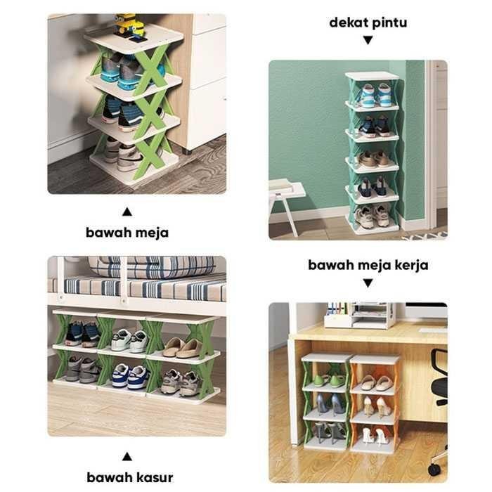 Jual Rak Sepatu 5 Tingkat Segiempat Tiang Kaki Model X | Shopee Indonesia
