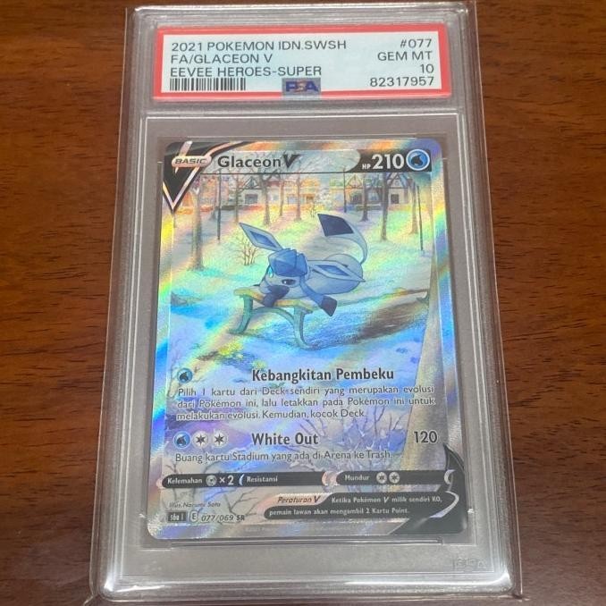 Jual Kartu Pokemon TCG ID Indonesia SWSH S6a Glaceon V SR AA PSA 10 | Shopee Indonesia