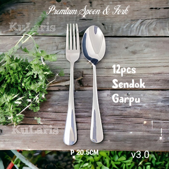 Jual 12Pcs Sendok Garpu Makan Stainless Premium Hotel Restoran Tebal ...