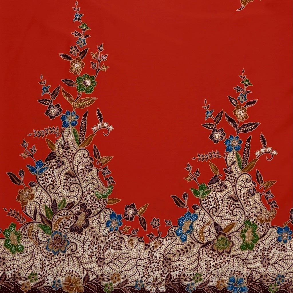 Jual Kain Batik - Motif Pesona Bunga Warna Unik (Red Chili Soft ...