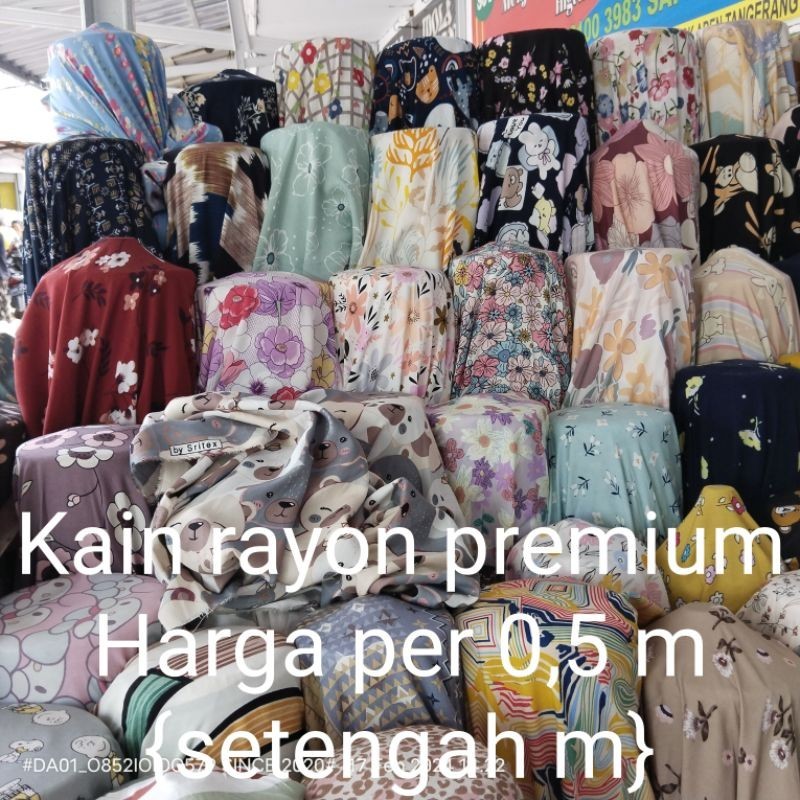 Jual Kain katun rayon premium motif kain mukena | harga per 0,5 m ...